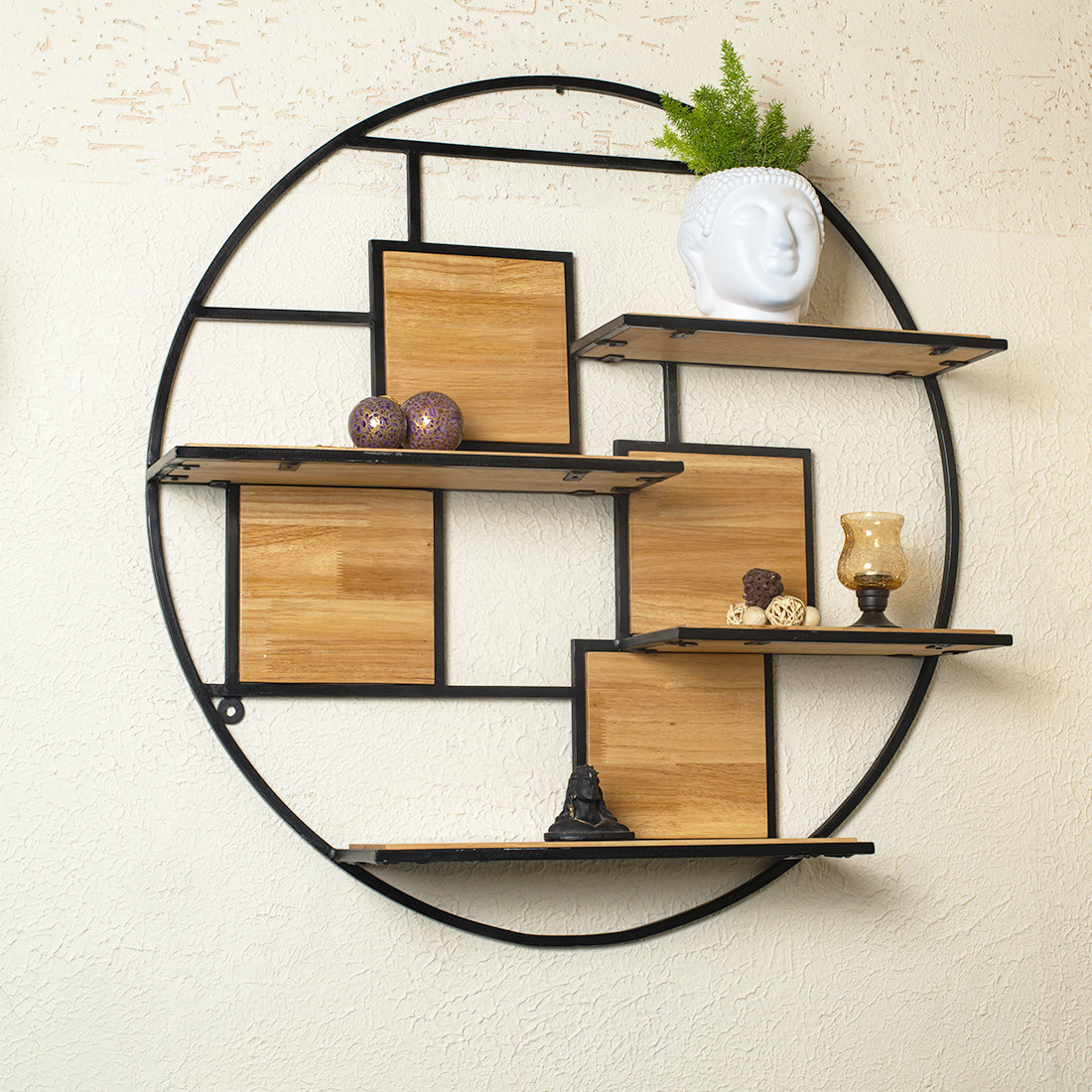 Wall Mounted Round Floating Wall Shelf with 4 Tier – Decor with Vastu